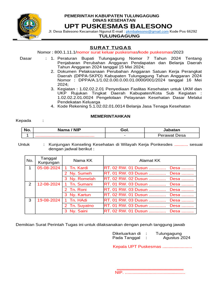 Surat Tugas Kopipu - 2024 | PDF