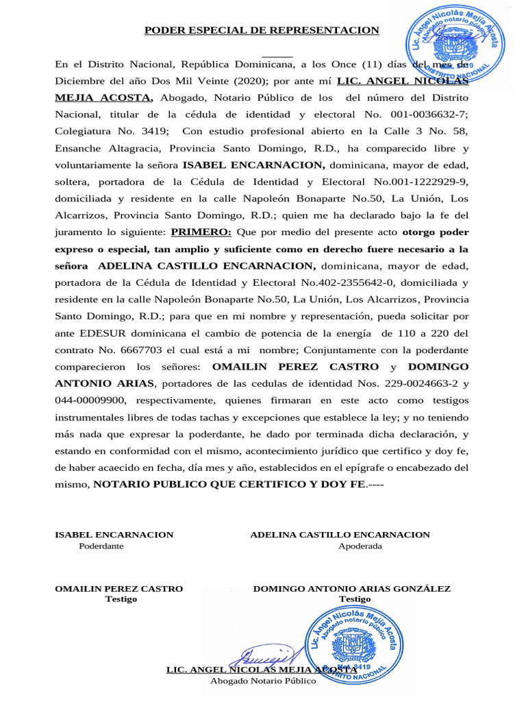 Poder de Representacion Omailin | PDF