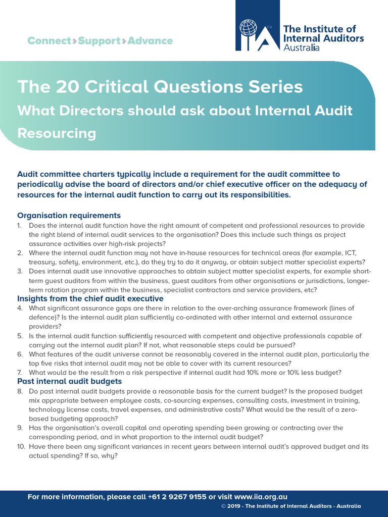Key Questions for Internal Audit Resourcing | PDF | Internal Audit | Audit