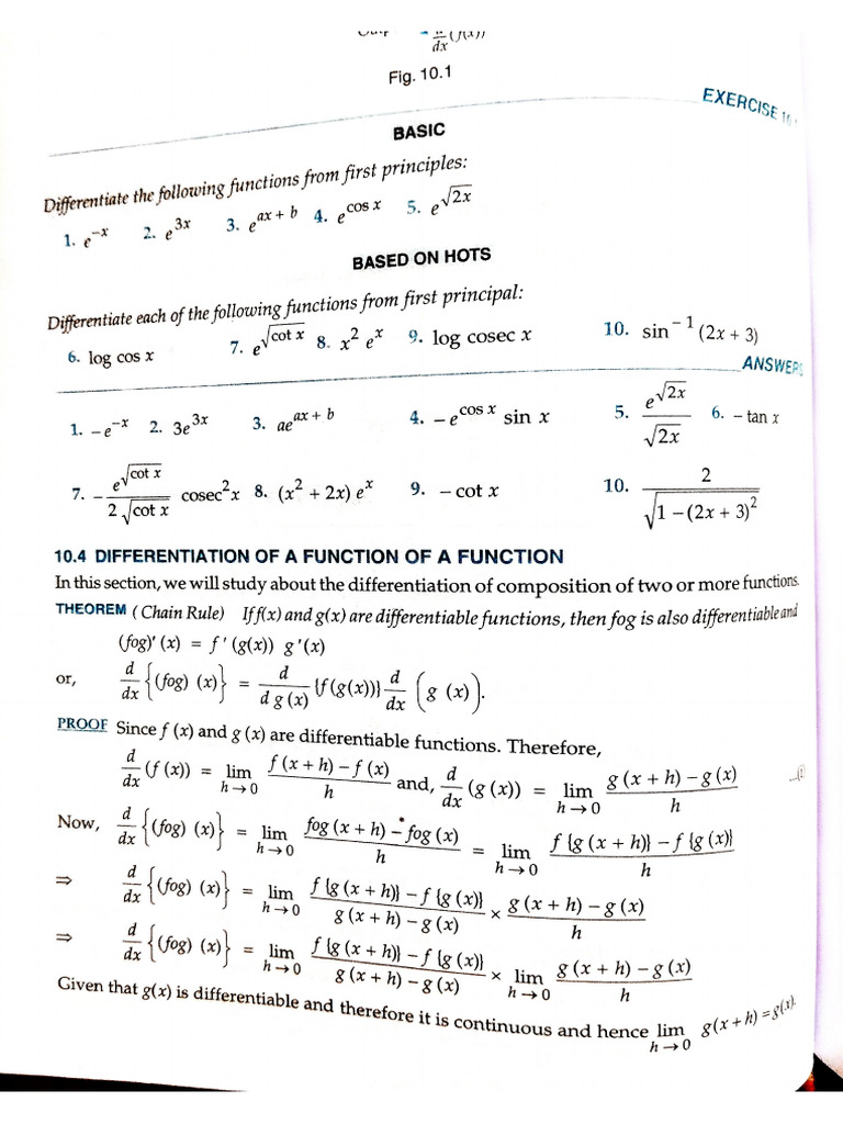 RD Sharma Ch10, Differentiation | PDF