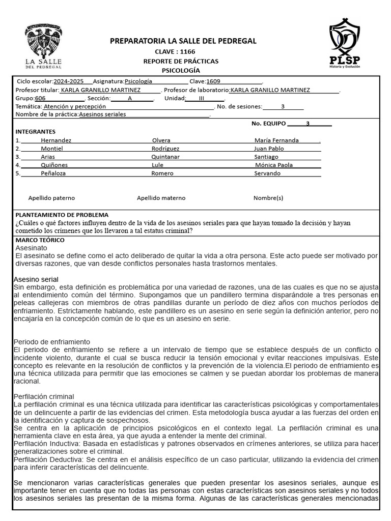 Análisis de Perfiles de Asesinos Seriales | PDF | Perfil del delincuente | Asesino en serie