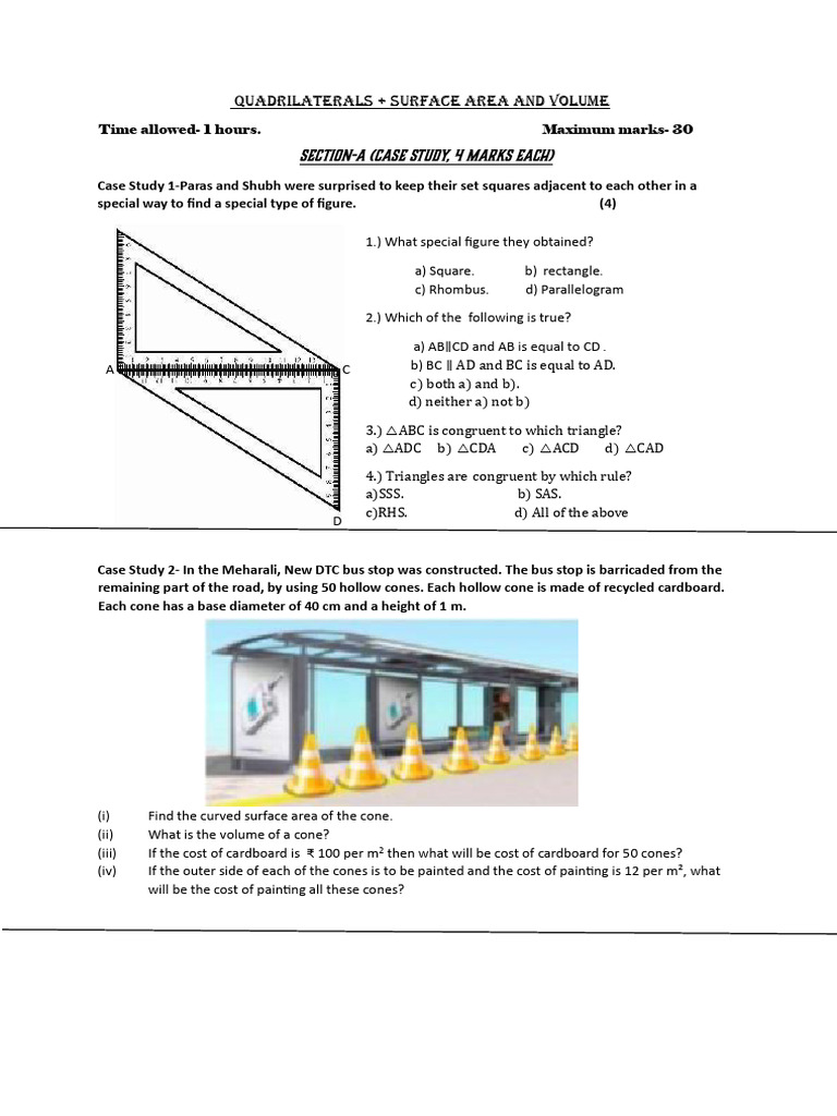 Quadrilaterals + Surface Area and Volume (Modified) | PDF | Area | Sphere