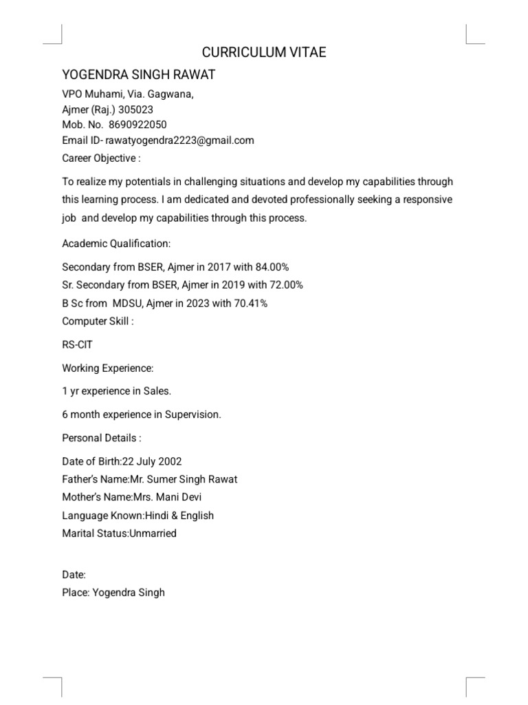 Yogendra Singh Rawat CV | PDF