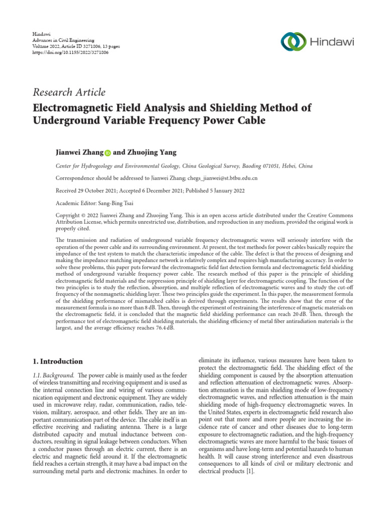 Electromagnetic Field Analysis and Shielding Method of Underground ...