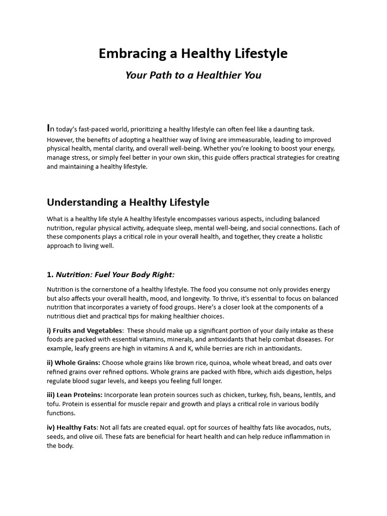 Embracing a Healthy Lifestyle Guide | PDF | Physical Fitness | Sleep