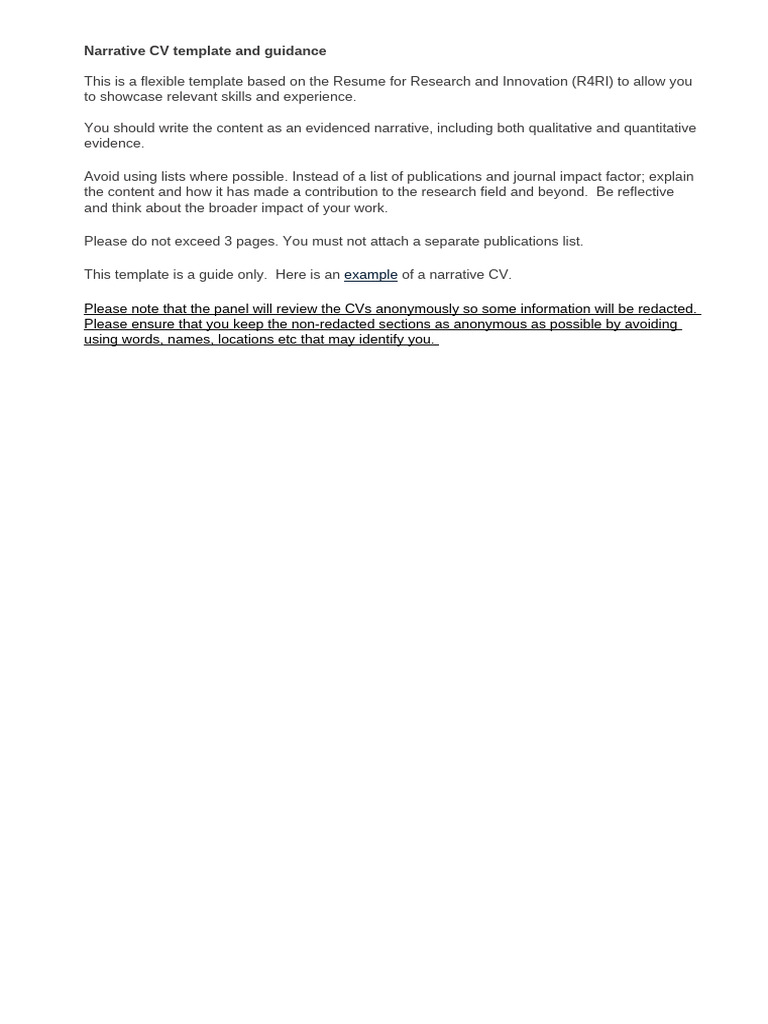 CMVM Edinburgh Career Development Scheme - Narrative CV Template and ...