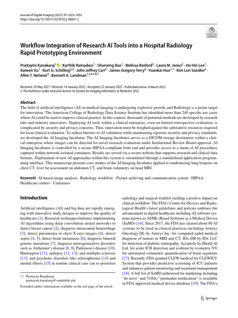 AI Tools in Radiology Workflow | PDF | Artificial Intelligence | Intelligence (AI) & Semantics