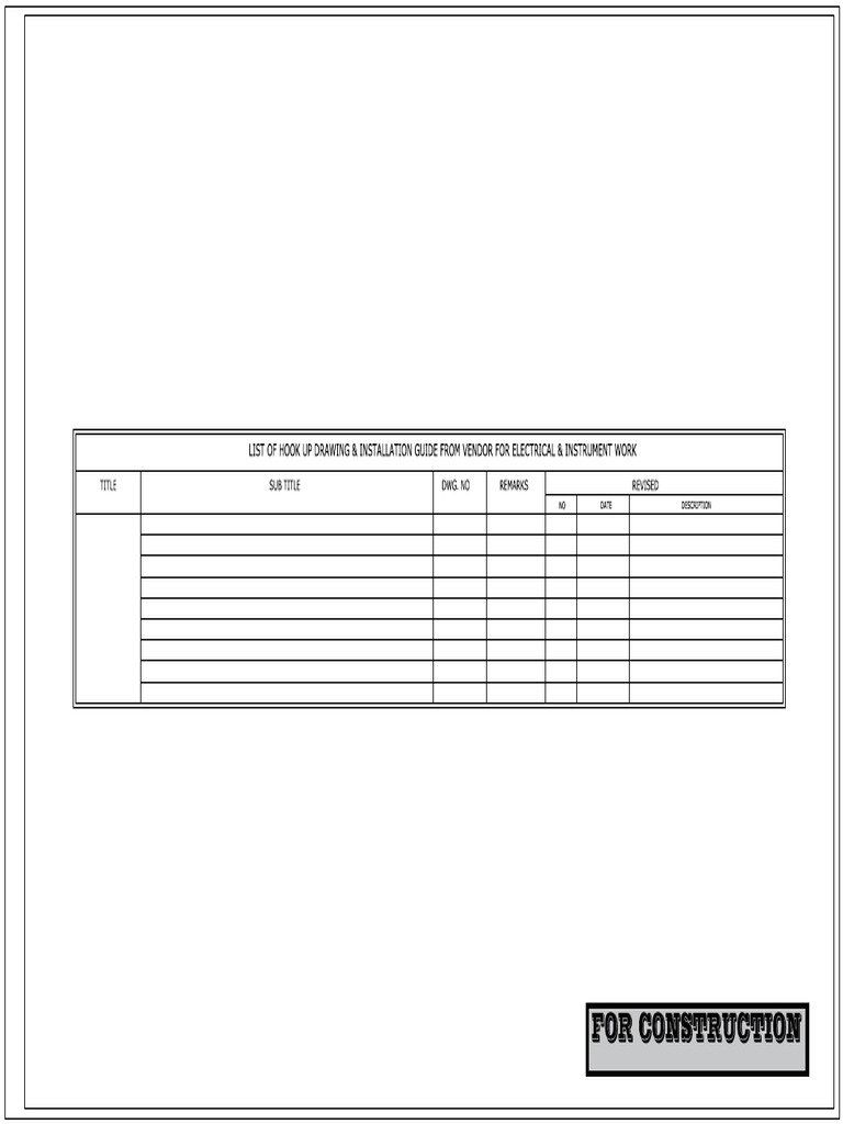 00.hook Up Drawing List and Installation Guide | PDF