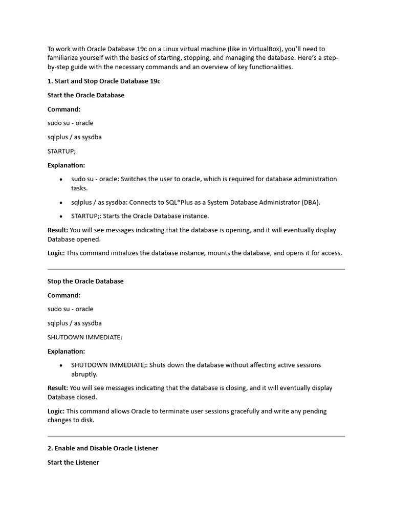 To Work With Oracle Database 19c On A Linux Virtual Machine Pdf Databases Table Database 5896