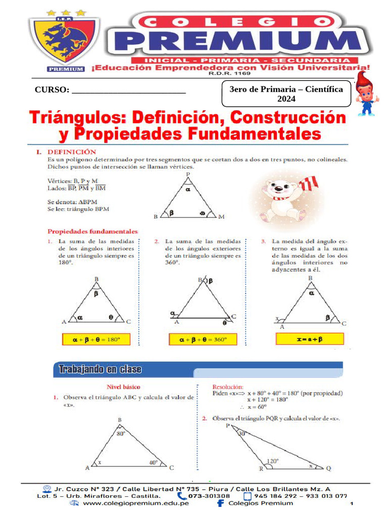 Triangulos para 3ero Primaria Científica - Premium | PDF
