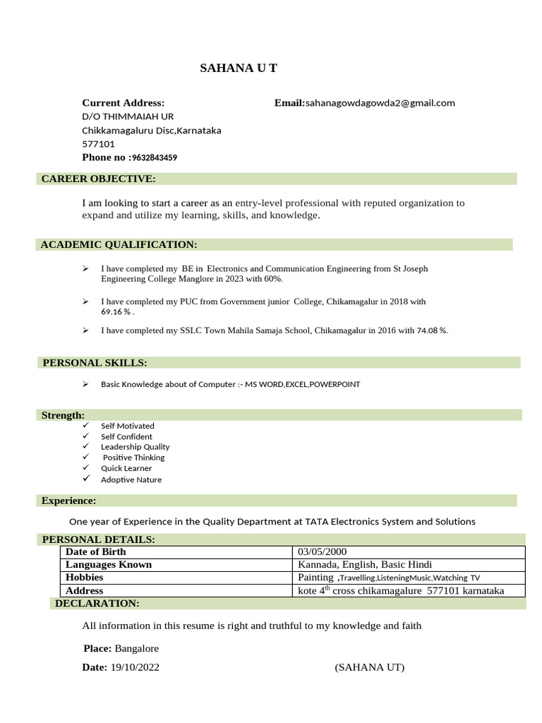 Sahana Resume Last | PDF