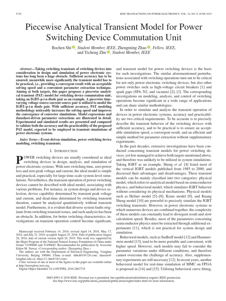 Piecewise Analytical Transient Model For Power Switching Device Commutation Unit | PDF | Field ...