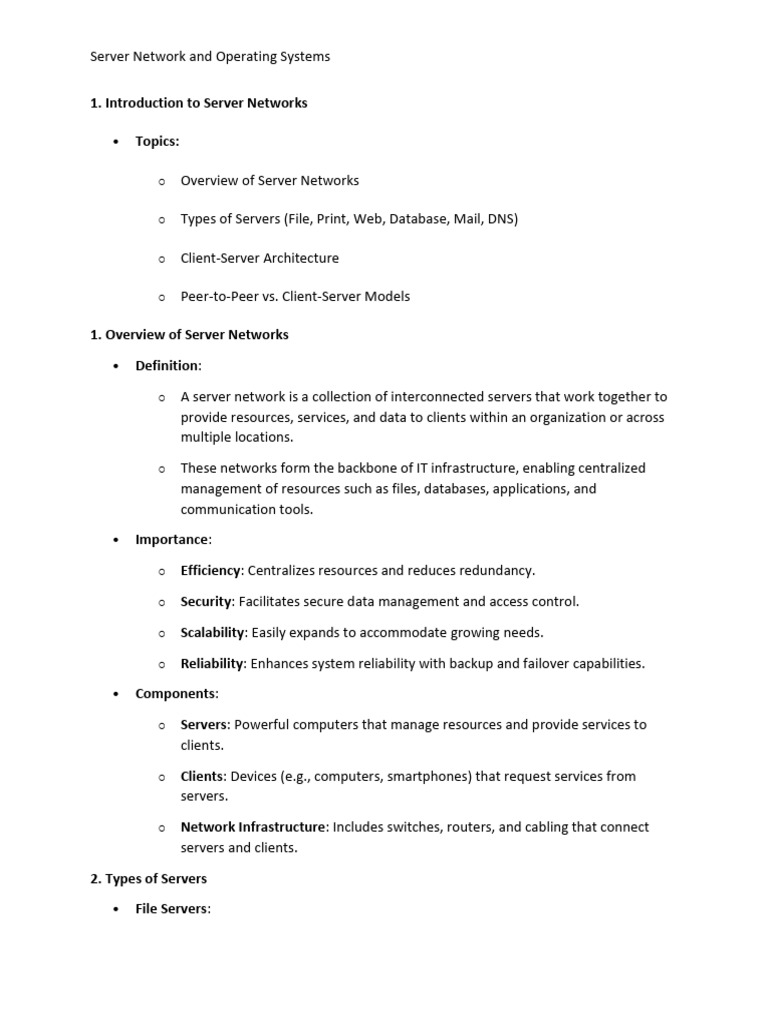 server os | PDF | Client–Server Model | Peer To Peer