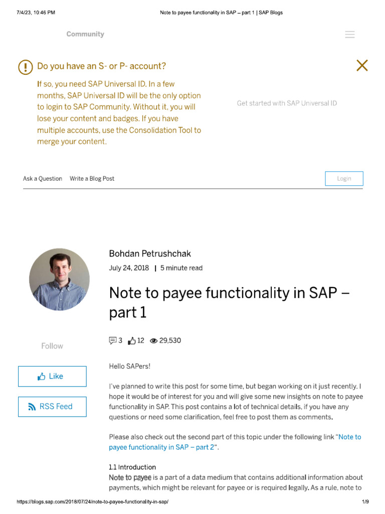 Note To Payee Functionality in SAP - Part 1 | PDF