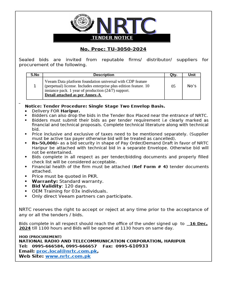 TU 3050 2024 Tender Documents | PDF | Specification (Technical Standard) | Taxes