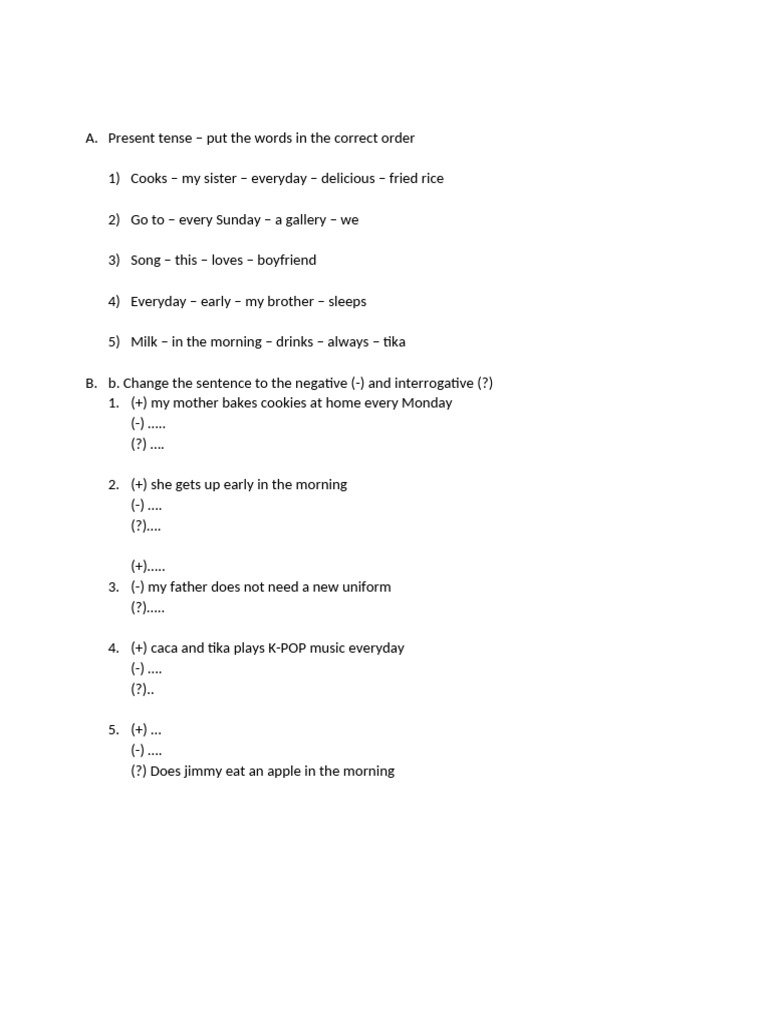 English Sentence Structure Practice | PDF