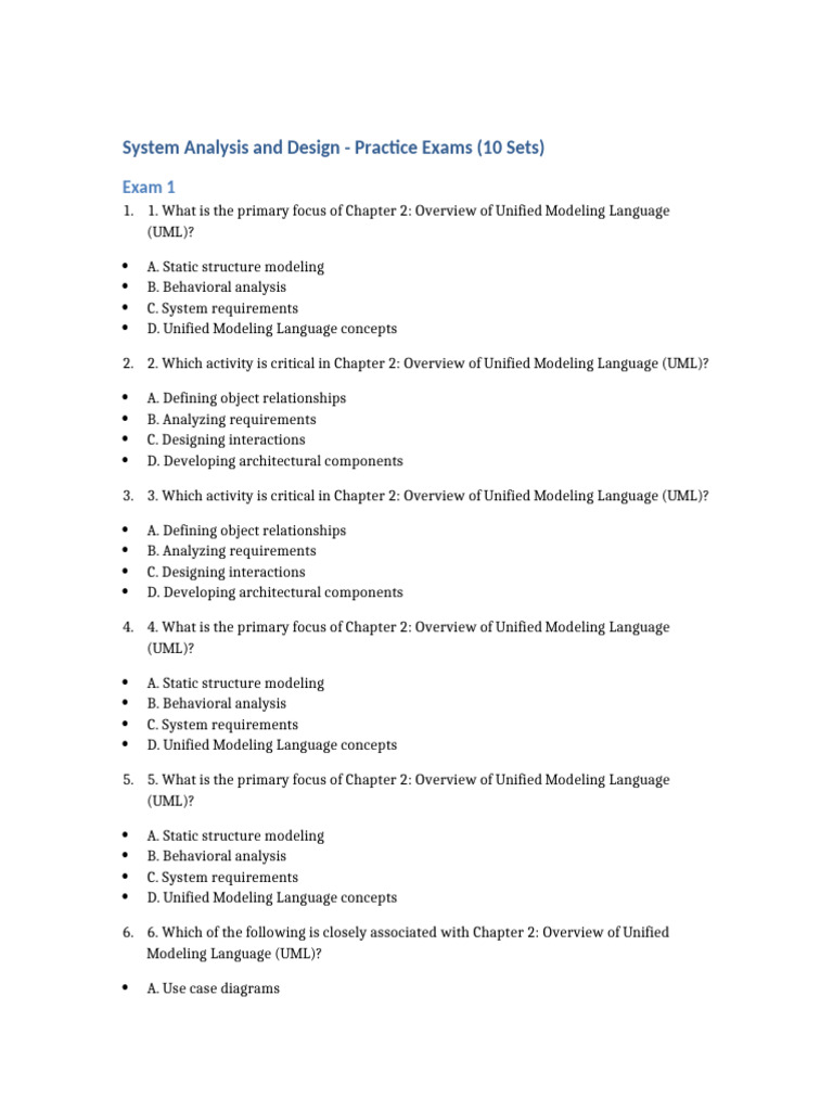 System_Analysis_Design_10_Exams | PDF | Unified Modeling Language | System System_Analysis_Design_10_Exams | PDF | Unified Modeling Language | System