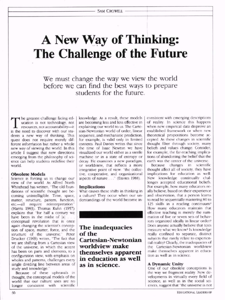 A New Way of Thinking The Challenge of T | PDF | Thought | Science