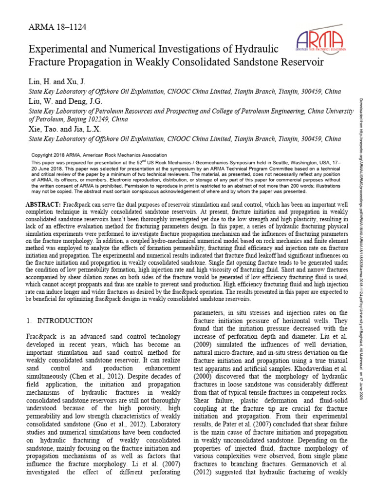 Experimental and Numerical Investigations of Hydraulic Fracture Propagation in Weakly ...