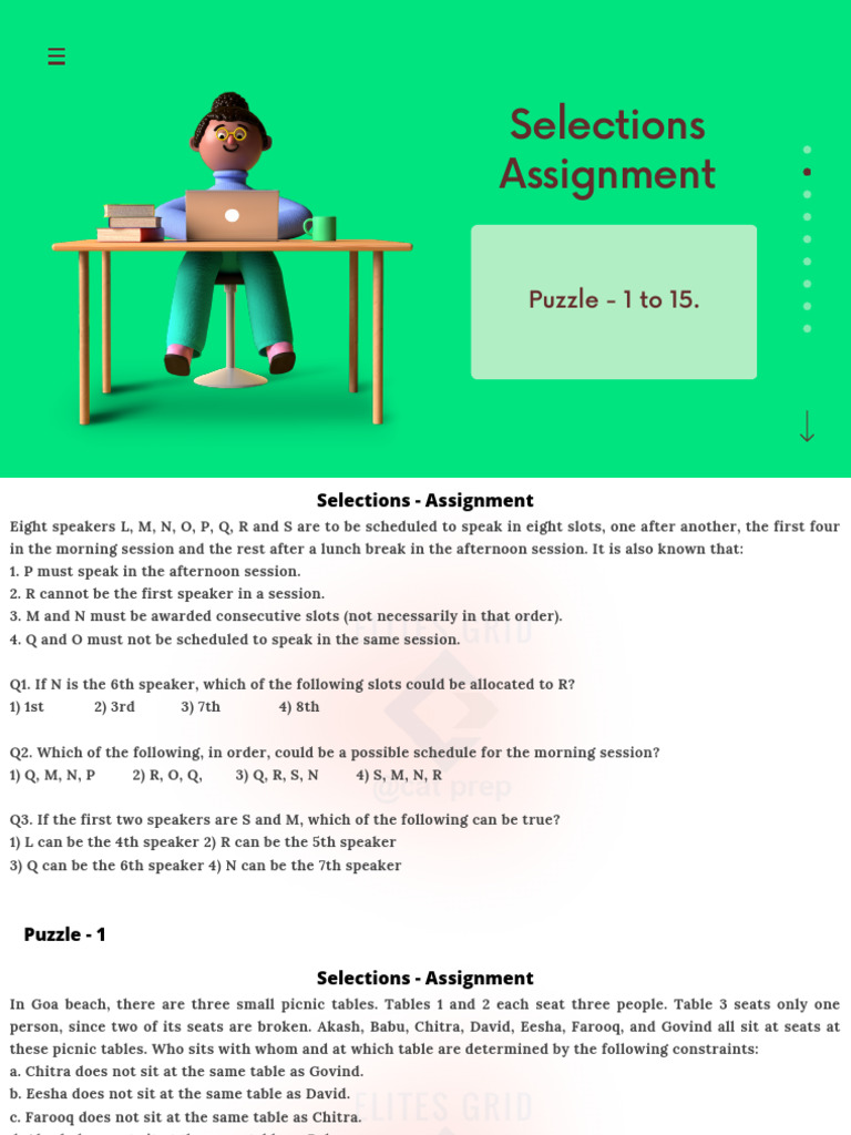 Puzzle Assignments: Logic and Scheduling | PDF