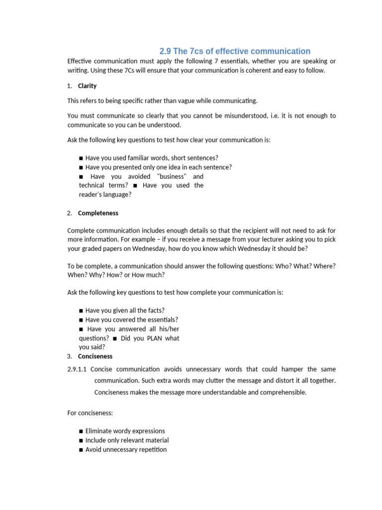 7cs of Communication | PDF | Communication | Human Communication