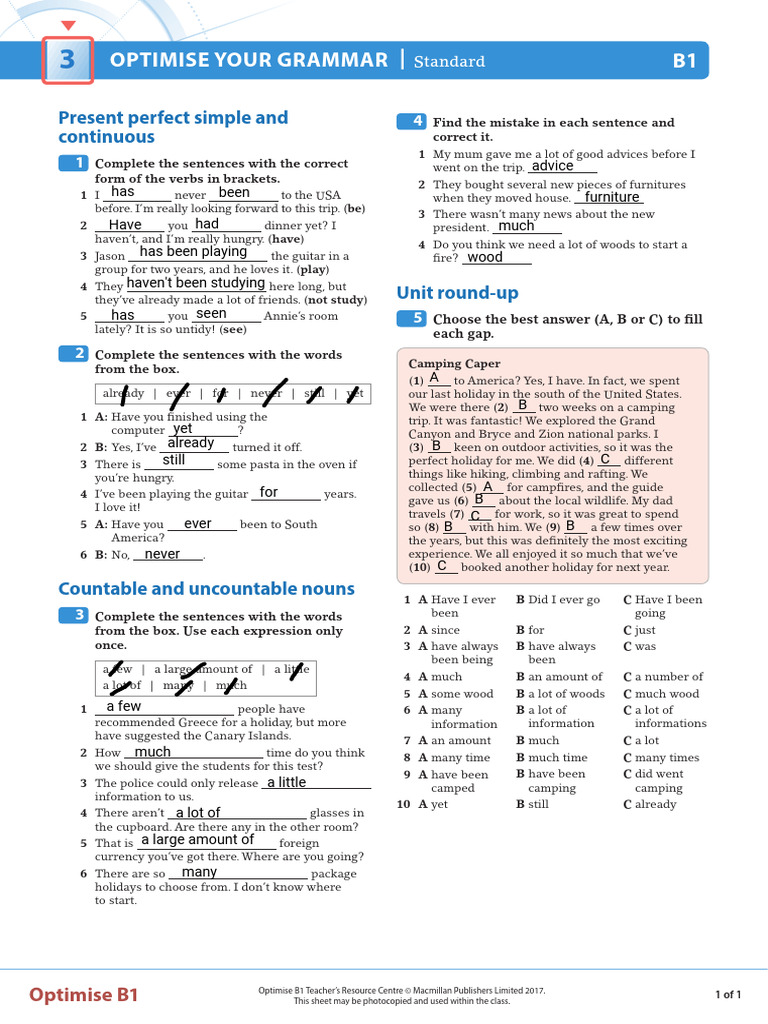 OPT - B1 - U03 - Grammar - Standard | PDF | Linguistics | Grammar