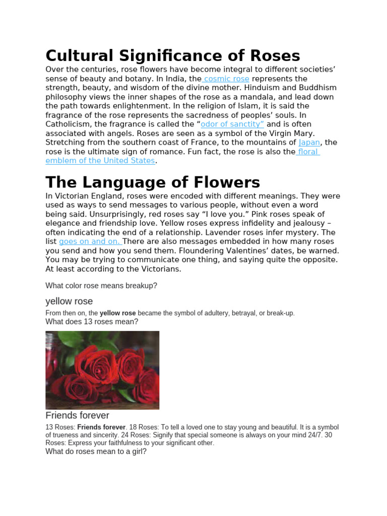 Cultural Significance of Roses | PDF | Rose | Love