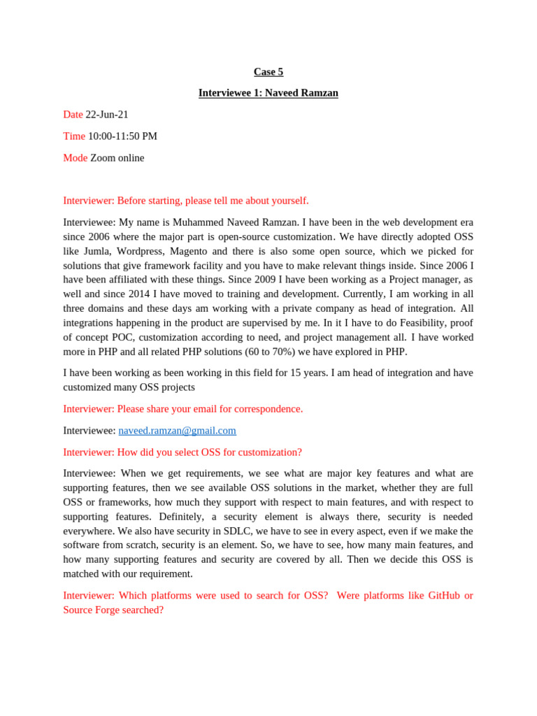 Case 5 (Interviewee 1) (Naveed Ramzan) | PDF | Agile Software Development | Scrum (Software ...