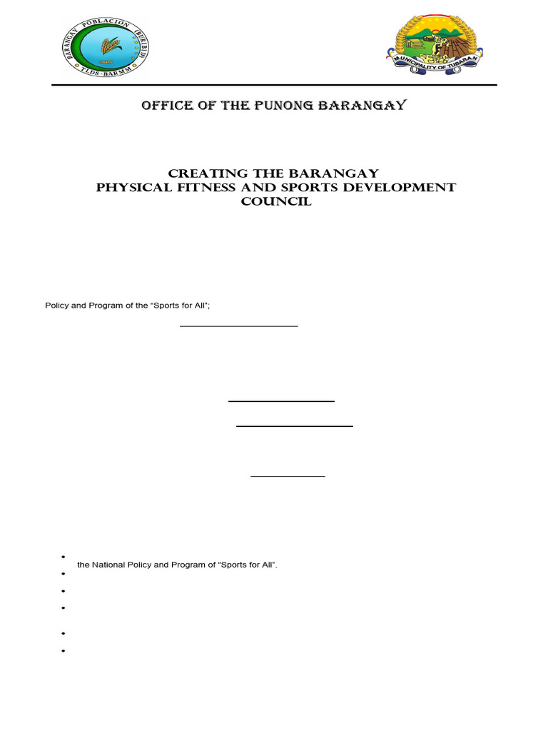 Barangay Sports Development Council EO 2023 | PDF | Governance | Justice