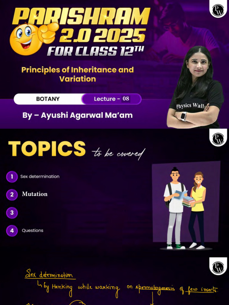 Principles of Inheritance and Variation 08 Class Notes | PDF