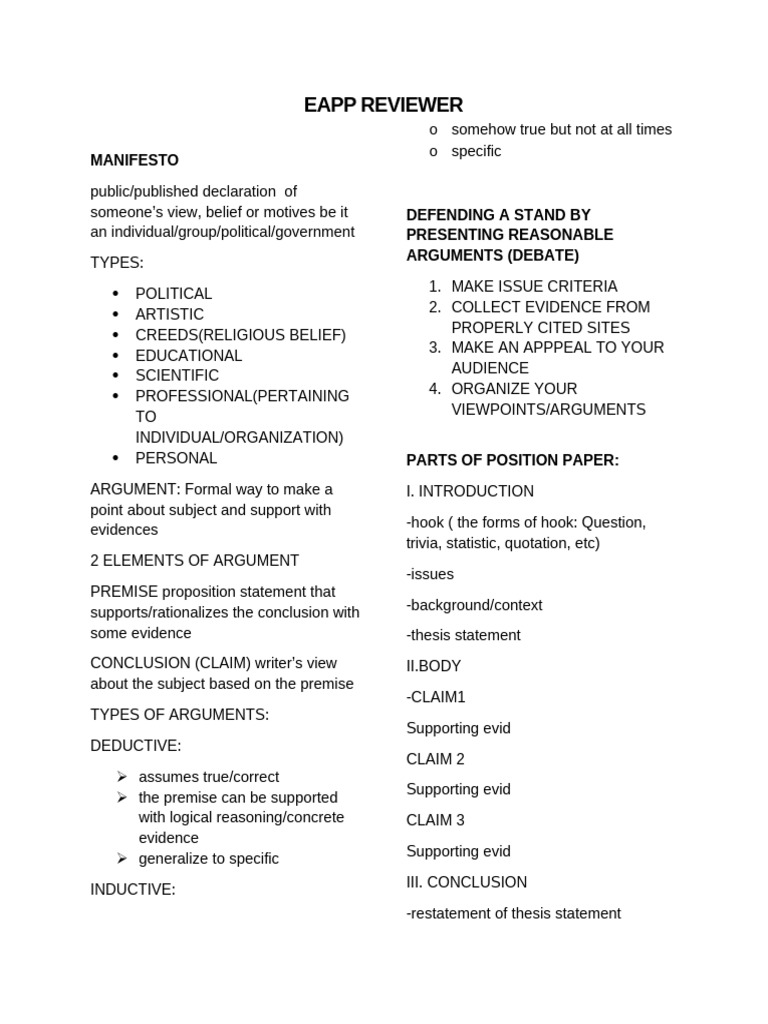 Eapp Reviewer Q2 Pdf Survey Methodology Argument