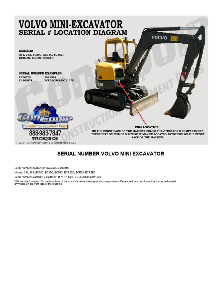 Serial Number Volvo Mini Excavator | PDF