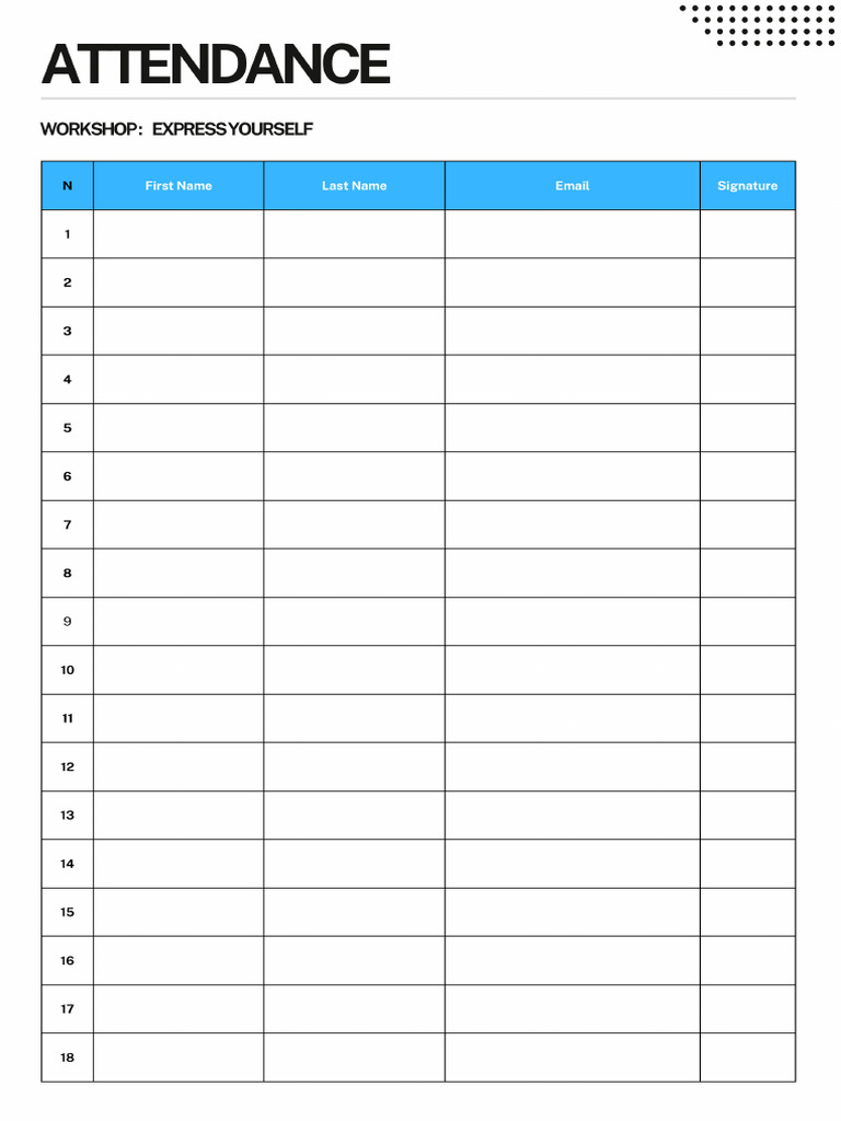 Express Yourself Attendance Sheet Document | PDF