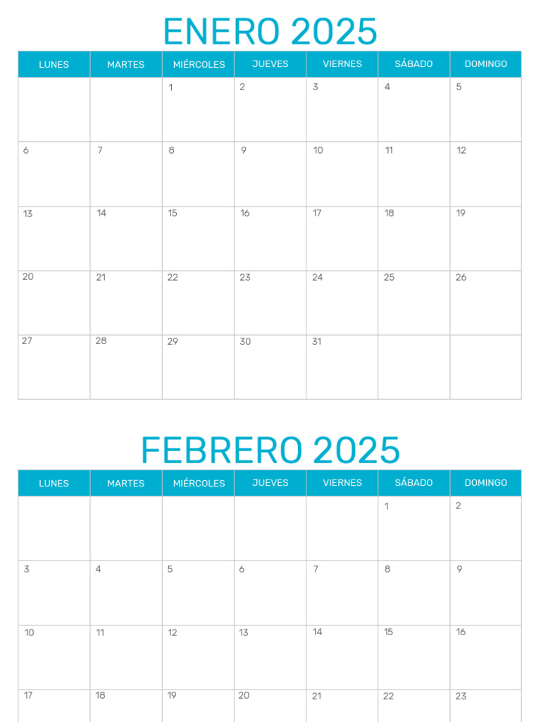 Calendario Enero 2025 | PDF