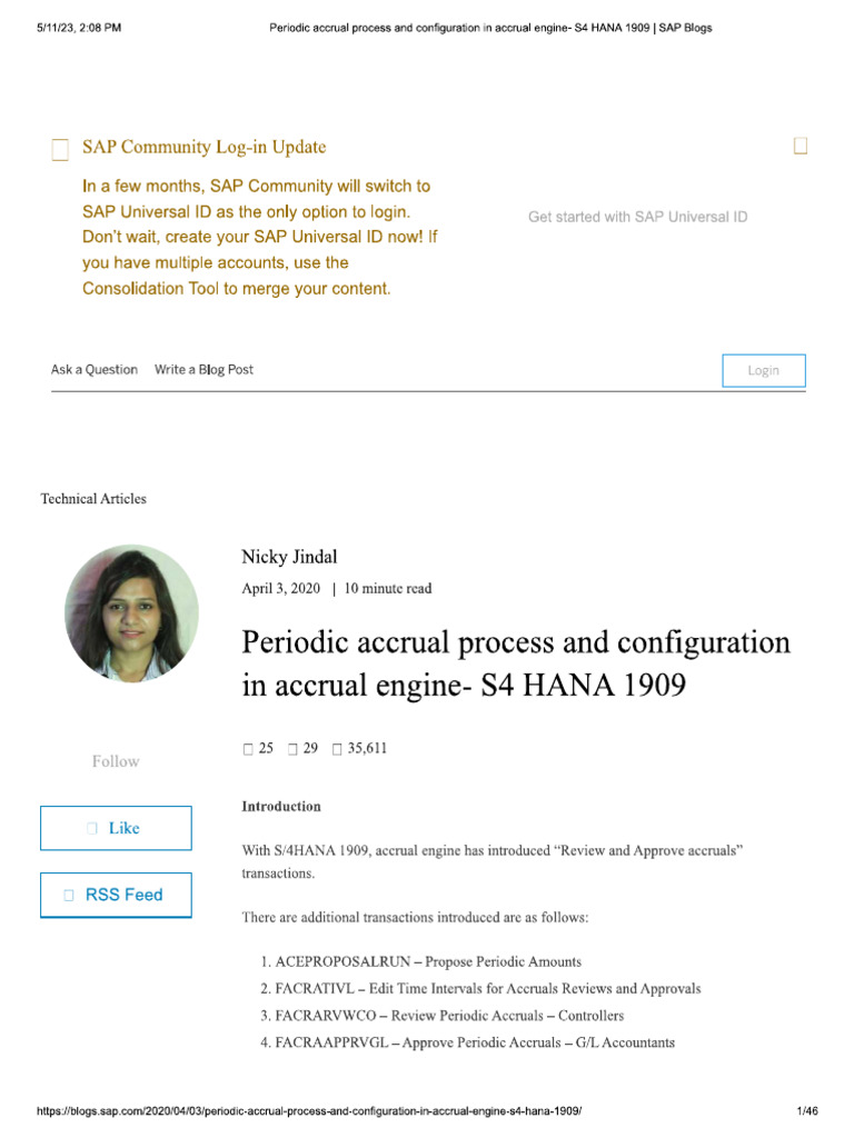 Periodic Accrual Process and Configuration in Accrual Engine s4 Hana ...