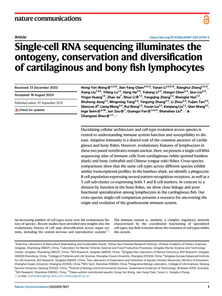 Single-Cell RNA Sequencing Illuminates The Ontogeny, Conservation and ...
