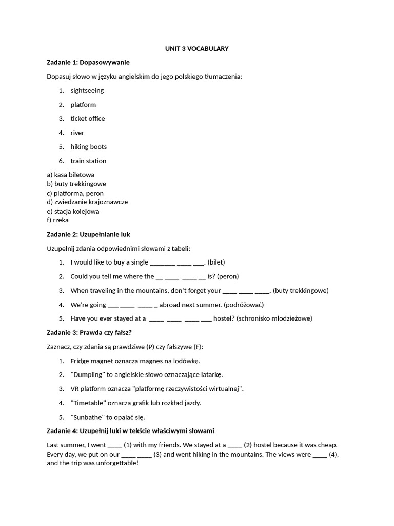 Brainly 7 UNIT 3 Vocabulary | PDF