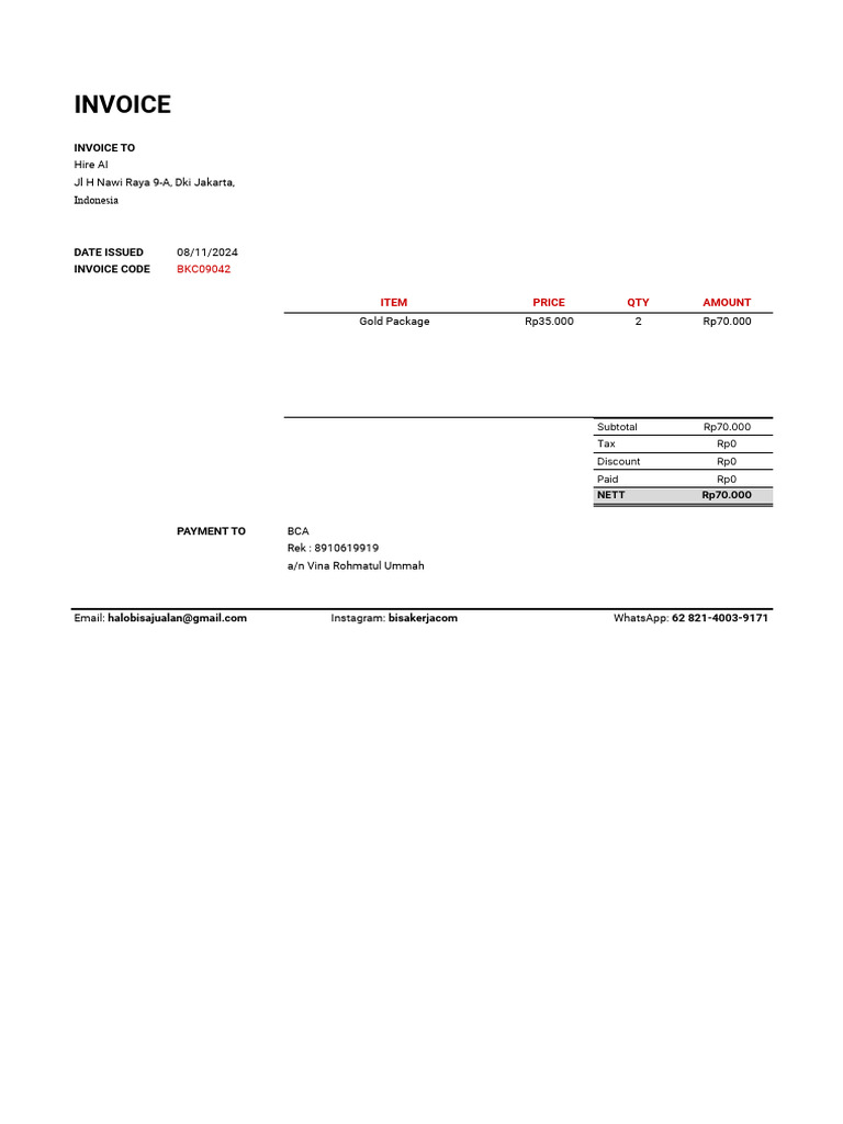 Invoice - Hire AI-1 | PDF