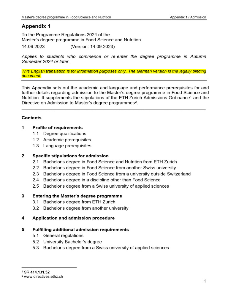 MSC Food Science Appendix | PDF | Academic Degree | Bachelor's Degree