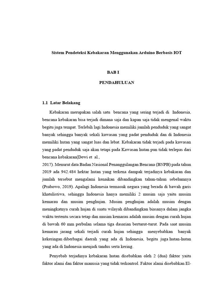 Sistem Pendeteksi Kebakaran Menggunakan Arduino Berbasis IOT - 202202020010 | PDF