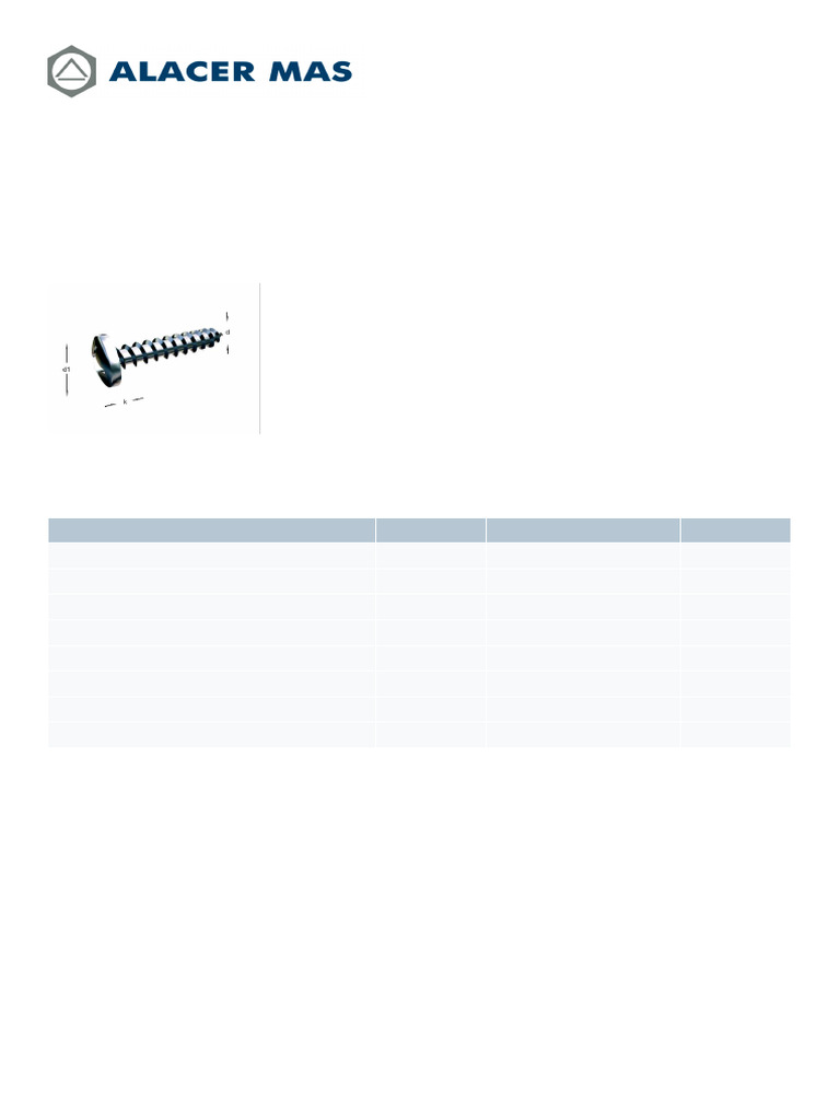 Tornillo Rosca Chapa Cabeza Hexagonal Din 7976 | PDF