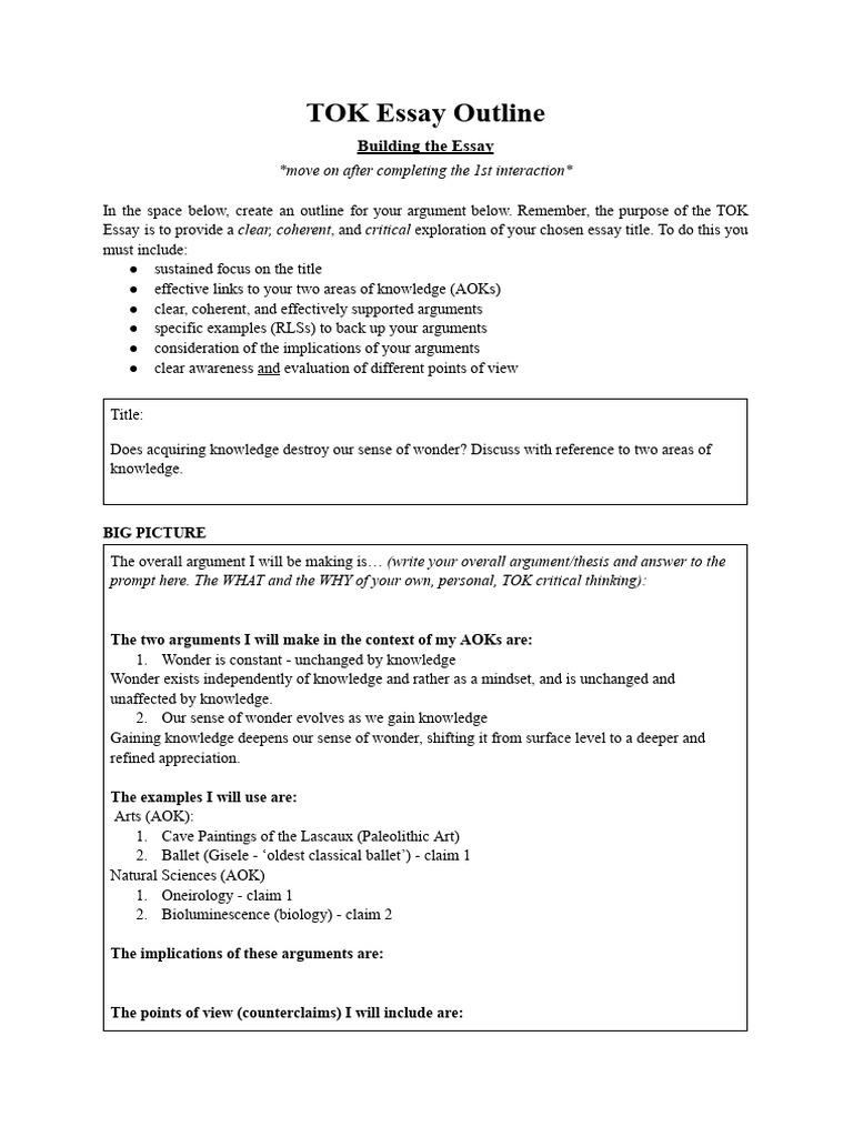 Yasmine - EIS TOK Essay Outline | PDF | Knowledge | Dream