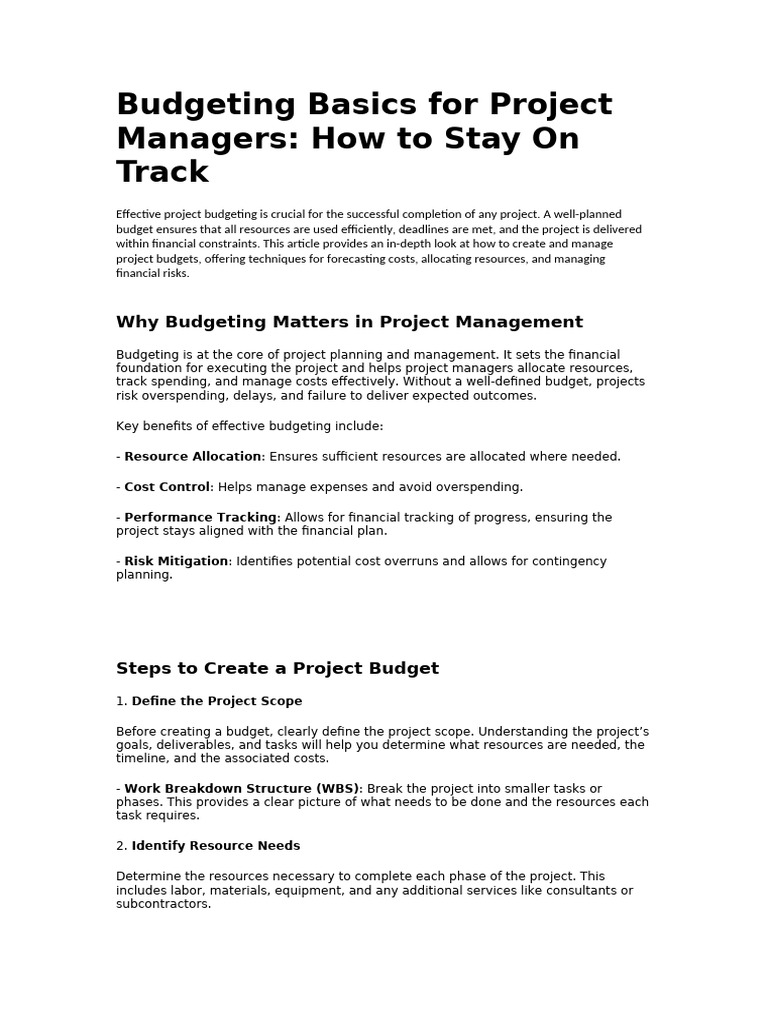 Budgeting Basics For Project Managers | PDF | Project Management | Budget