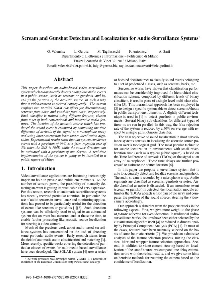 Scream and Gunshot Detection and Localization For Audio-Surveillance ...