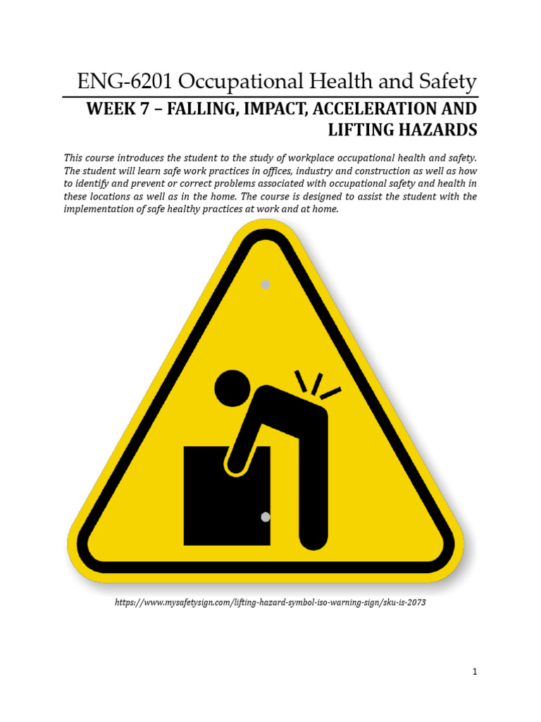 Week 7 - Falling, Impact, Acceleration and Lifting Hazards | PDF ...