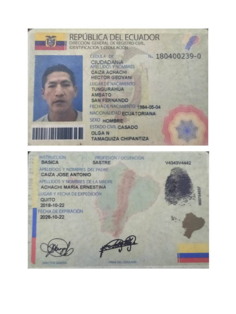 Cedulas. Hector Caiza | PDF