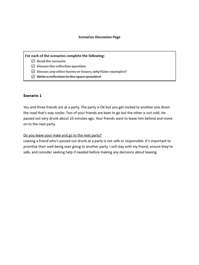 Scenarios Discussion Page | PDF
