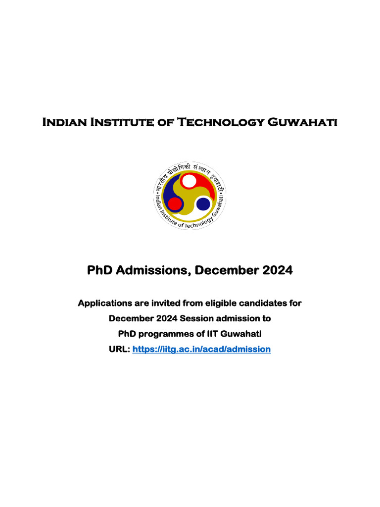 IITG PHD Admission For DEC 2024 | PDF | Doctor Of Philosophy | Master ...