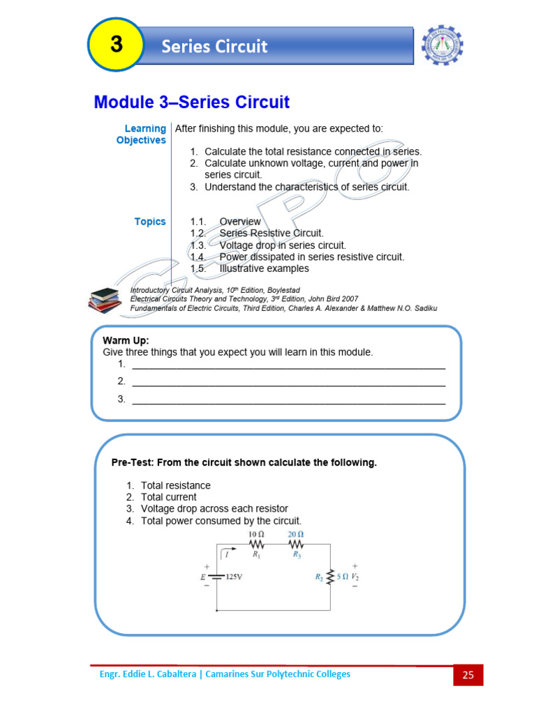 Series Circuit Analysis Worksheet | PDF | Electrical Resistance And ...