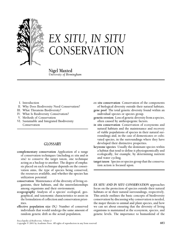 Ex Situ, in Situ Conservation | PDF | Conservation Biology | Biodiversity